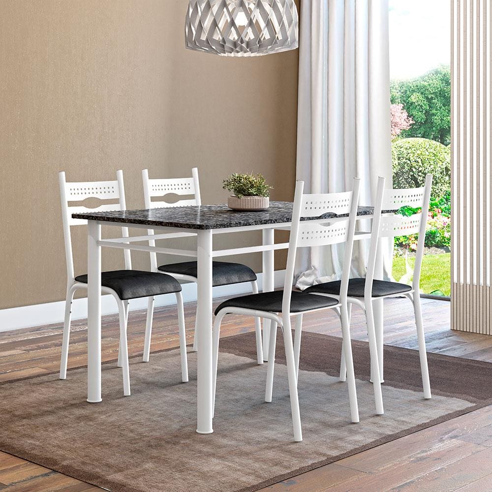 Mesa de jantar preta 4 cadeiras | Pontofrio