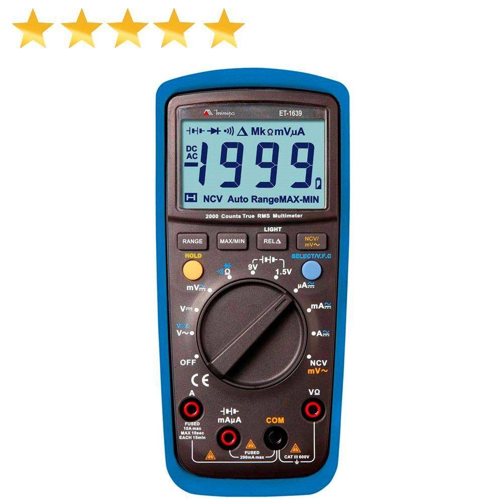 Multimetro digital azul cat iv 600v interface usb e true rms minipa et ...