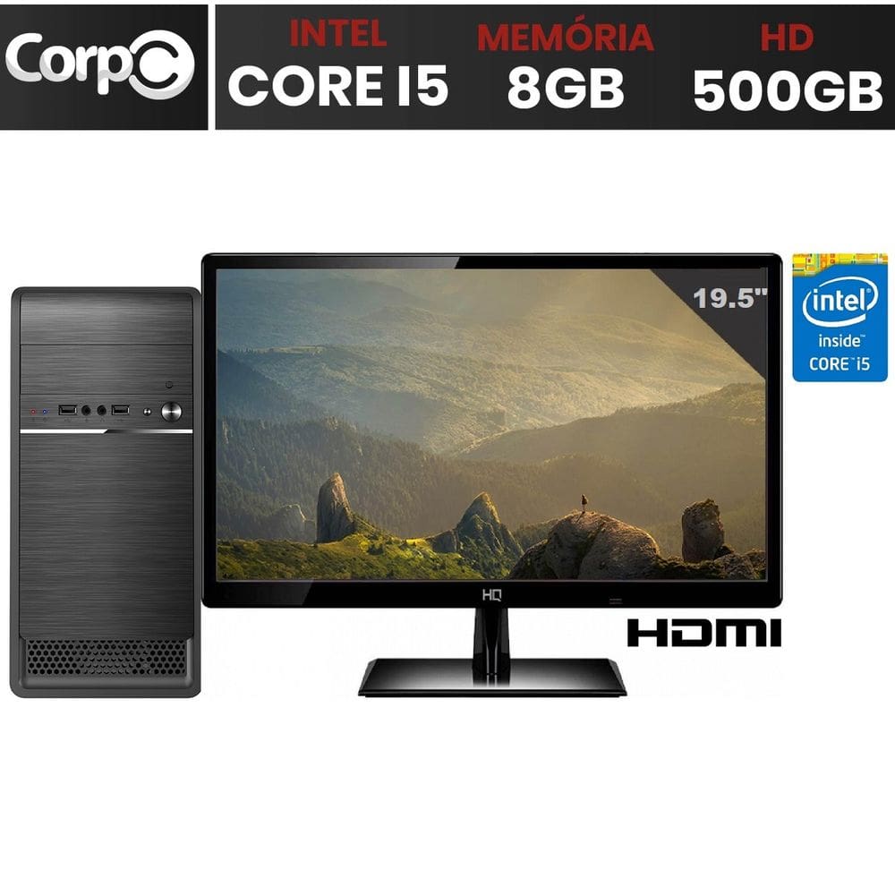 Computador intel core i5 8gb hd 500gb monitor led 19 5 quot hdmi corpc | Pontofrio