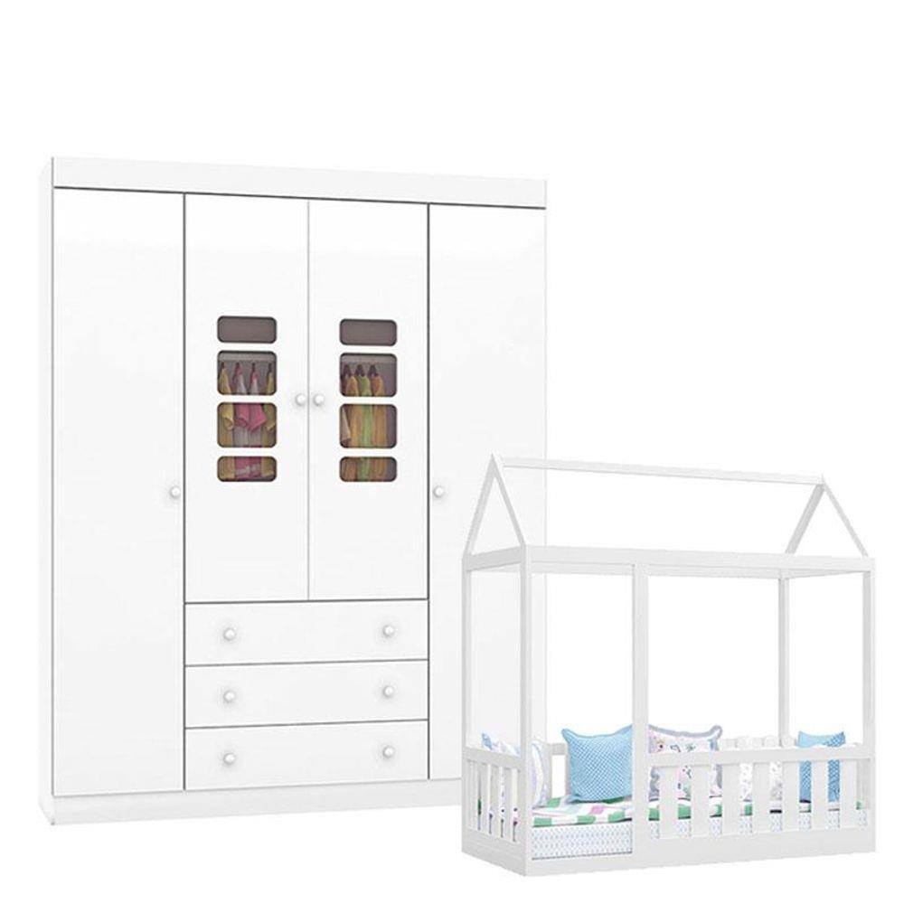 Guarda roupa infantil e cama montessori | Pontofrio