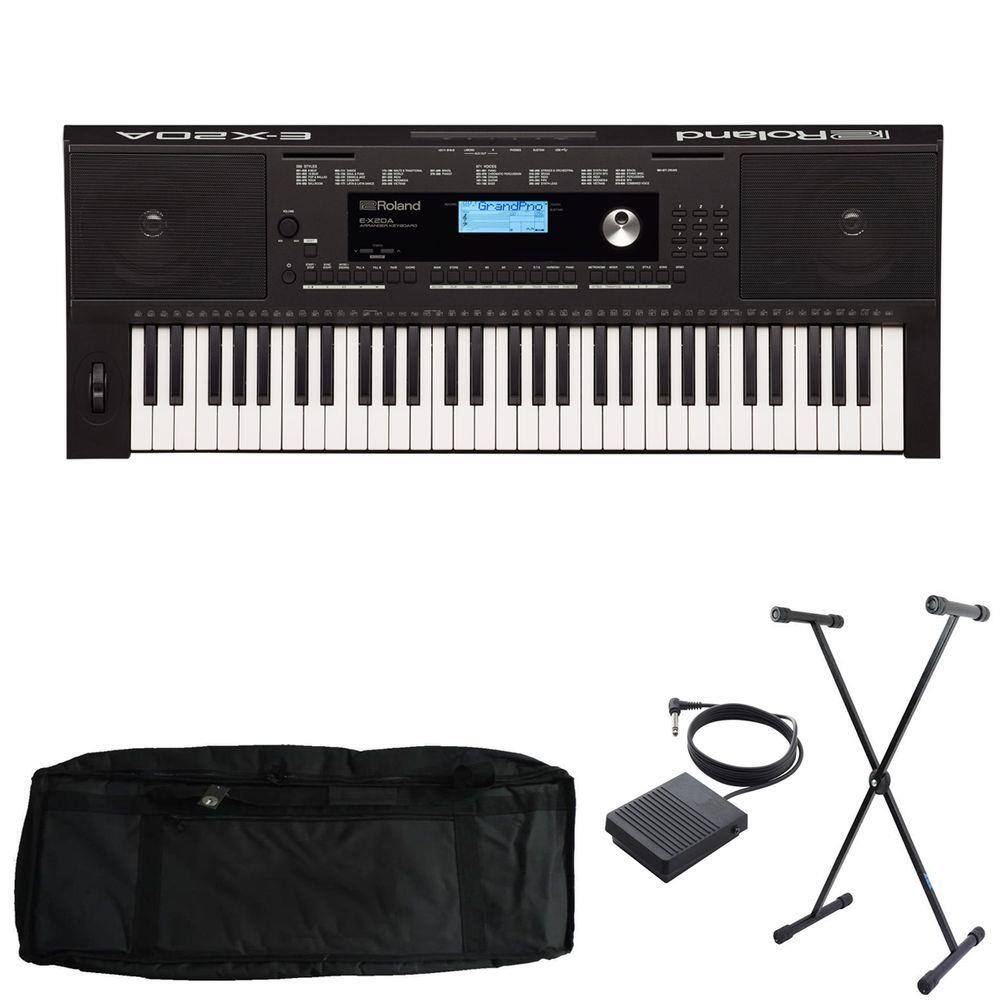 Kit teclado roland arranjador bk5 bk com capa estofada suporte e pedal sustain | Pontofrio