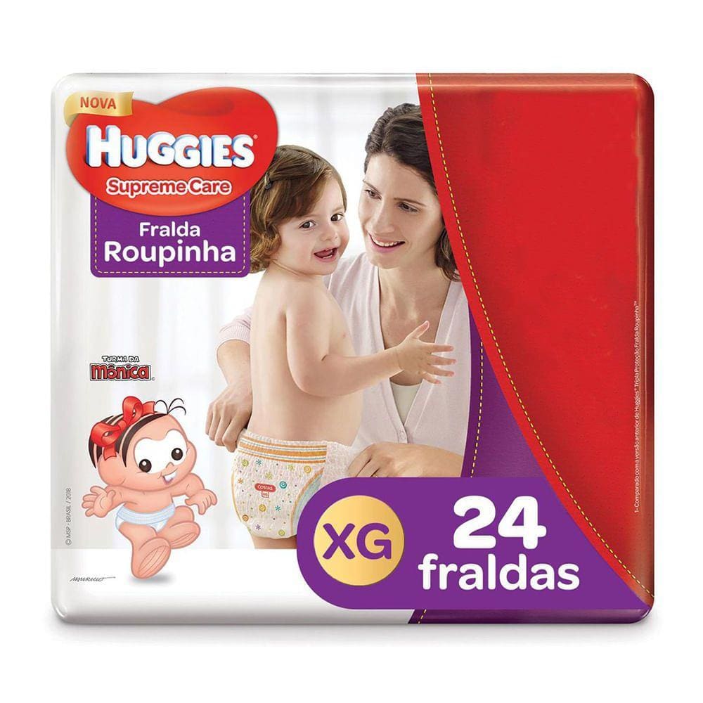 Fralda Roupinha Huggies Supreme Care Tamanho XG Pacote Mega 24 | Pontofrio