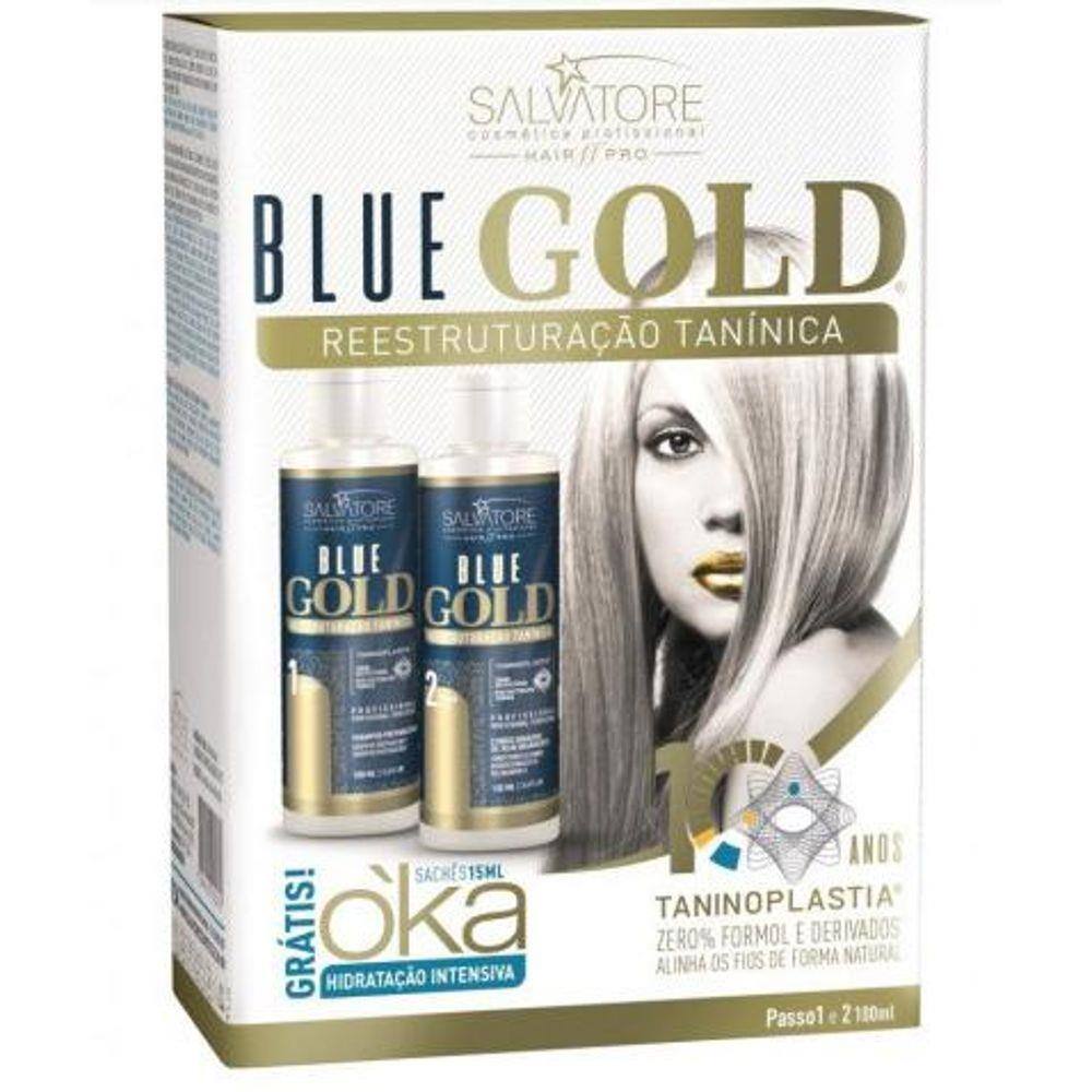 Escova progressiva sem formol salvatore blue gold profissional 2x1000ml ...