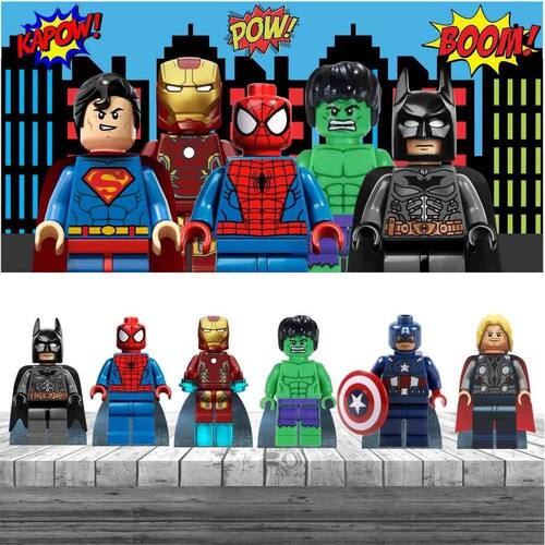 Kit 6 Painel Totem Display Lego Heróis | Ponto