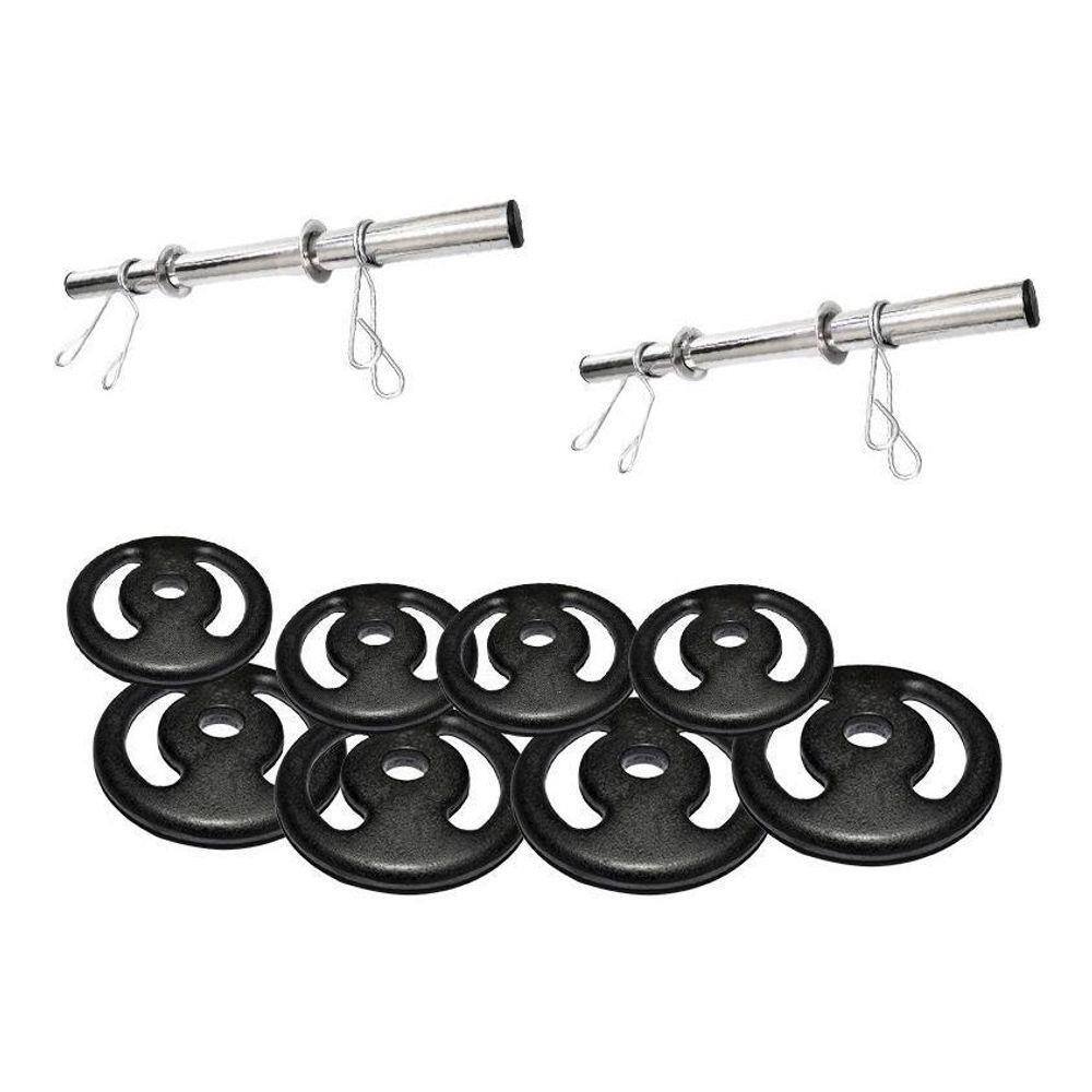 Kit completo musculacao fitness barra40kg anilhas presilha | Black ...