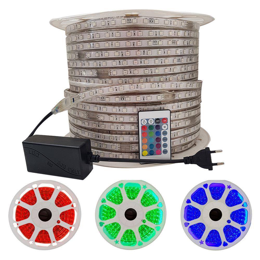 Fita led com fonte e controle 10metros | Pontofrio