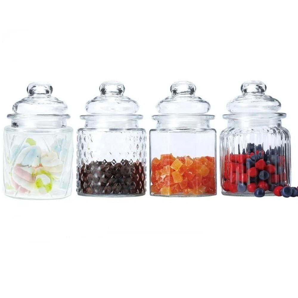 Jogo de potes de vidro hermetico redondo 300ml casambiente povi082a4 ...