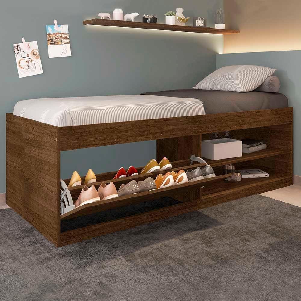 Cama embutida com bau | Pontofrio