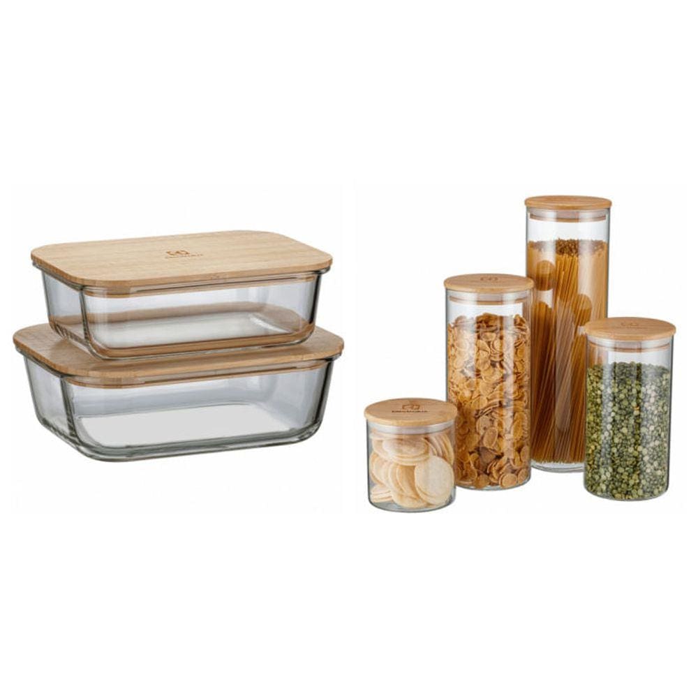 Kit potes vidro hermticos porta mantimentos electrolux com tampa bambu ...