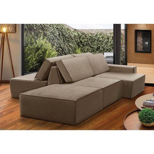 Sofá Ilha 7 Lugares Isadora Suede Cappuccino | Ponto