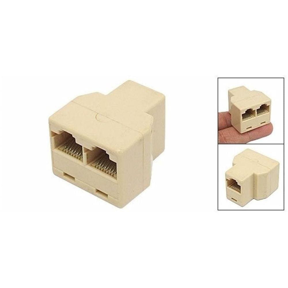 Conector extensor duplicador rj45 splitter plug t preto | Pontofrio