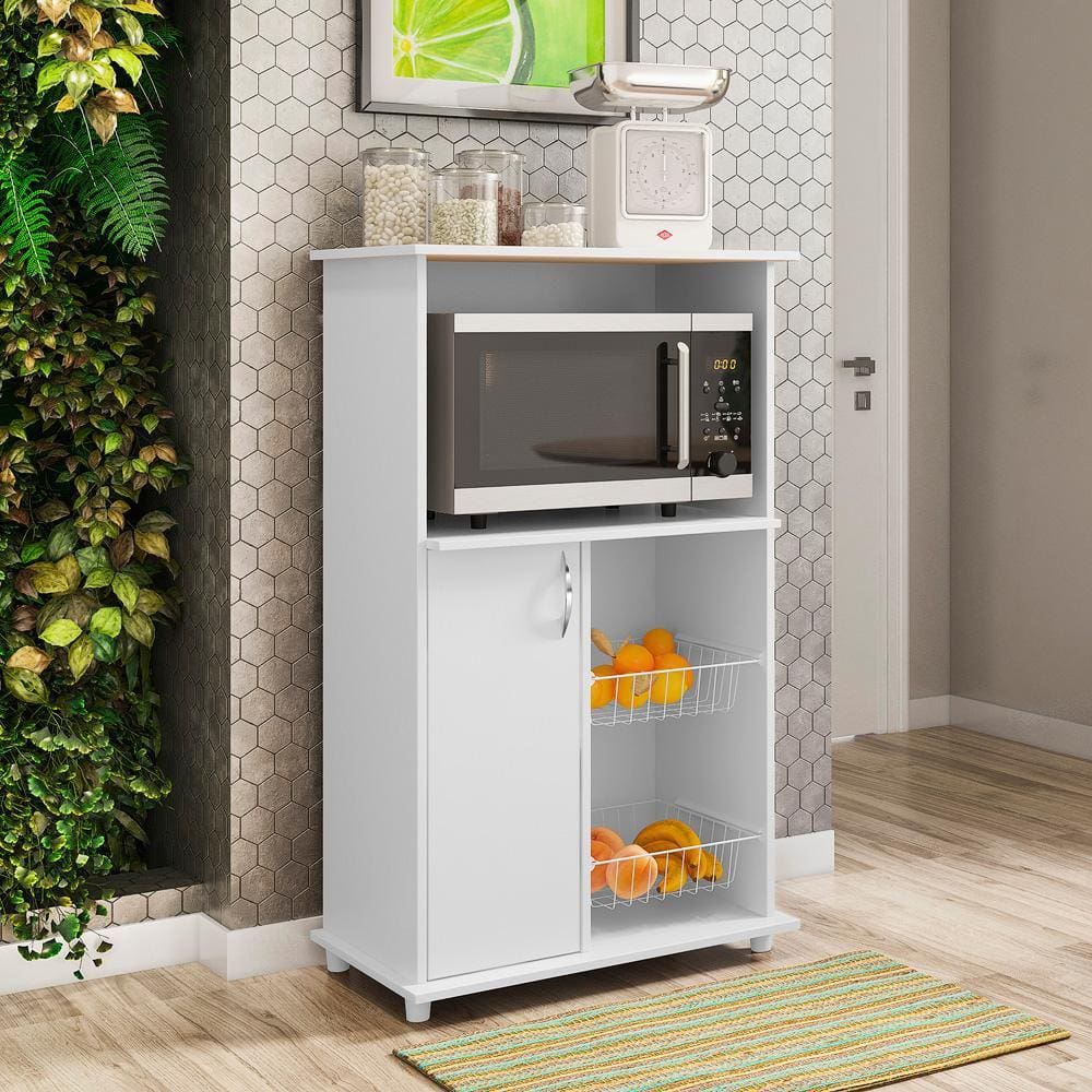 Balcao multiuso microondas com fruteira e tampo de granito branco aspen ...
