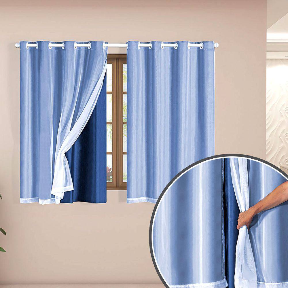 Cortina azul com blecaute | Black Friday Pontofrio