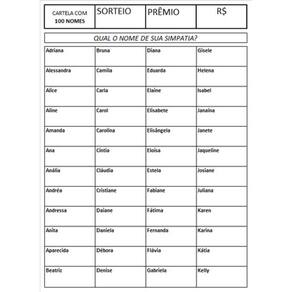 Rifa com 100 nomes | Ponto