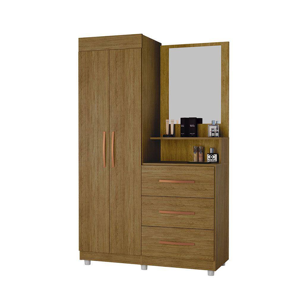 Guarda roupa solteiro com espelho e penteadeira onix | Pontofrio