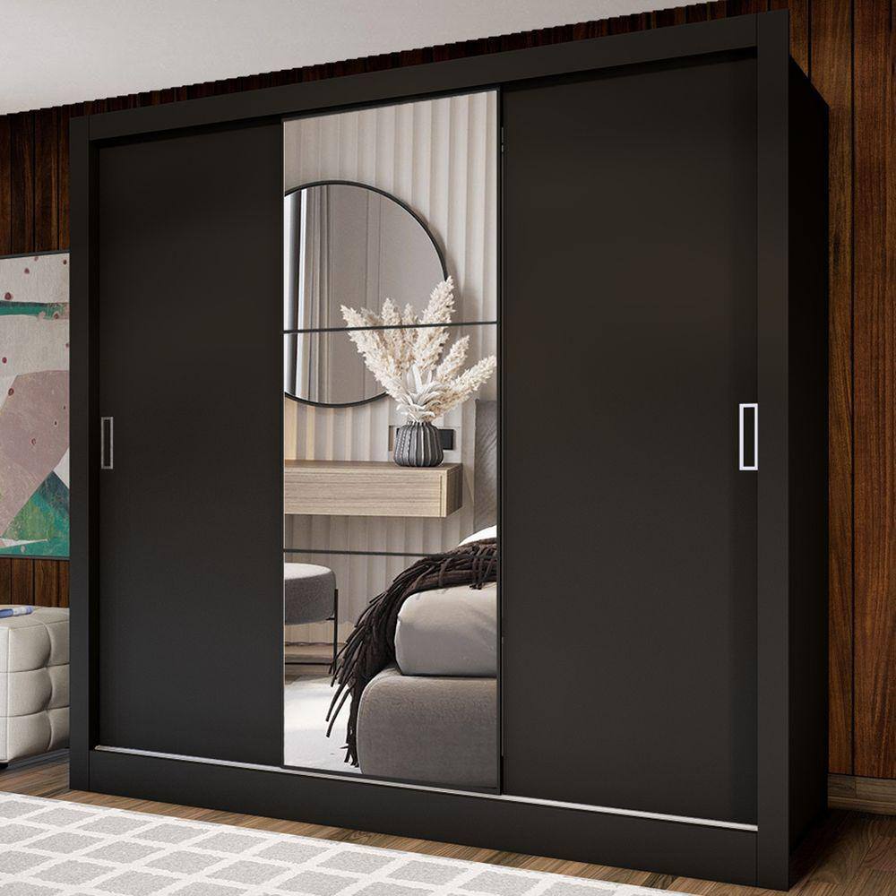 Guarda roupa casal preto 3 porta casal | Pontofrio