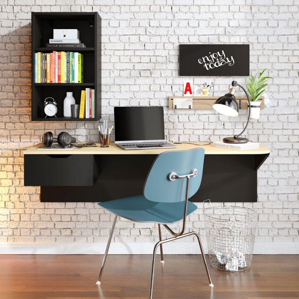 Escrivaninha suspensa preto fosco | Pontofrio