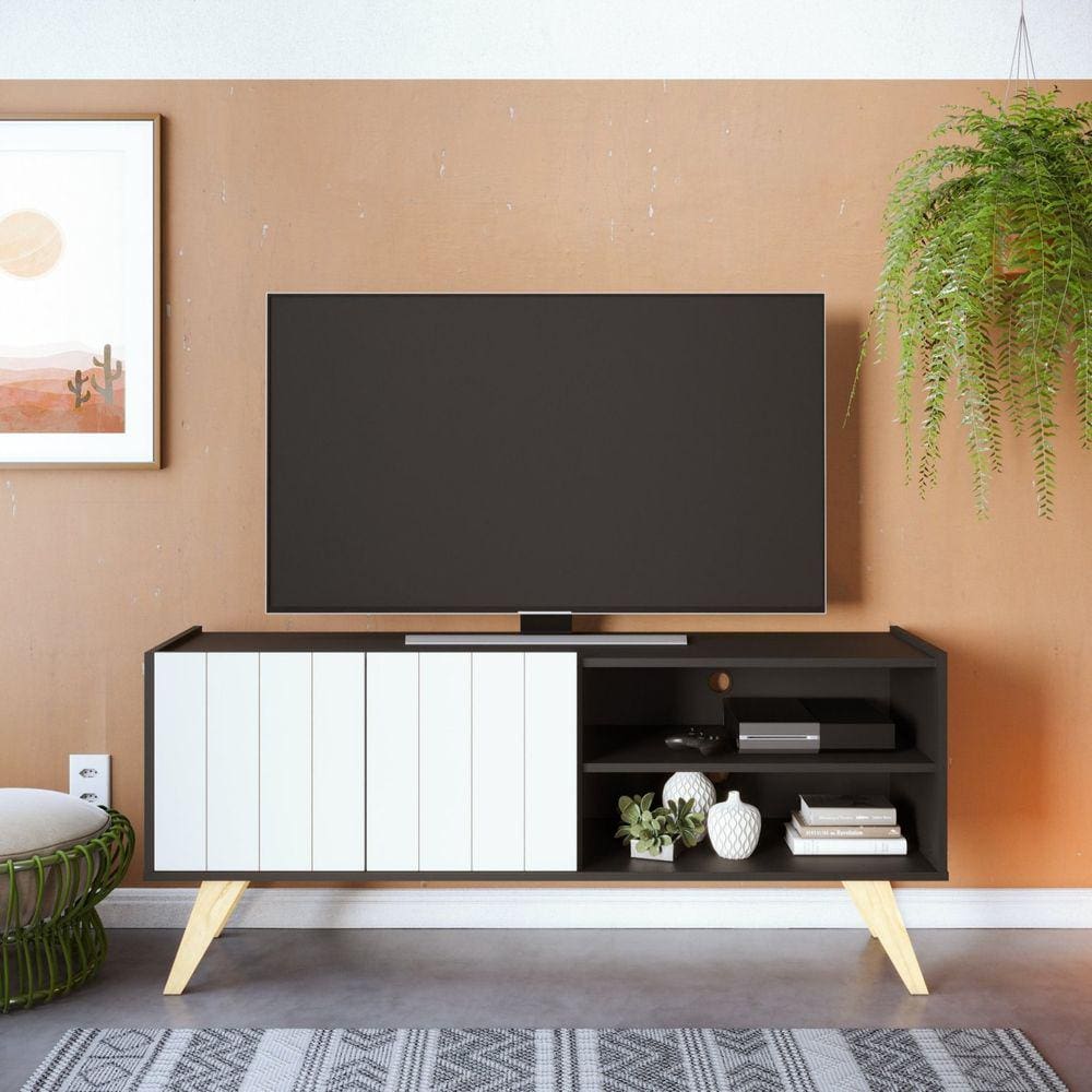 Rack tv at 55 polegadas 2 porta 2 prateleiras space colibri branco fosco | Black Friday Pontofrio