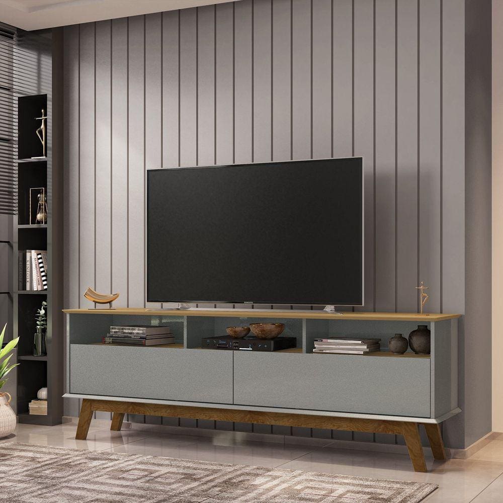 Rack painel tv cinza epreto | Pontofrio