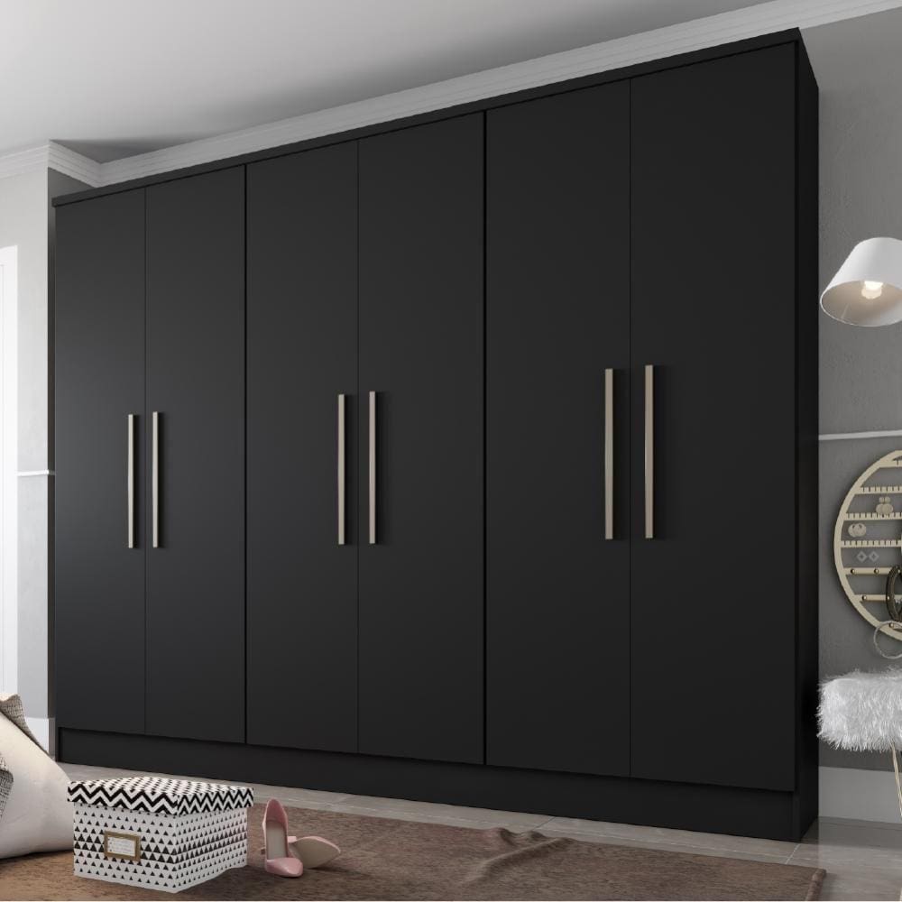 Guarda roupa casal preto seis porta | Pontofrio
