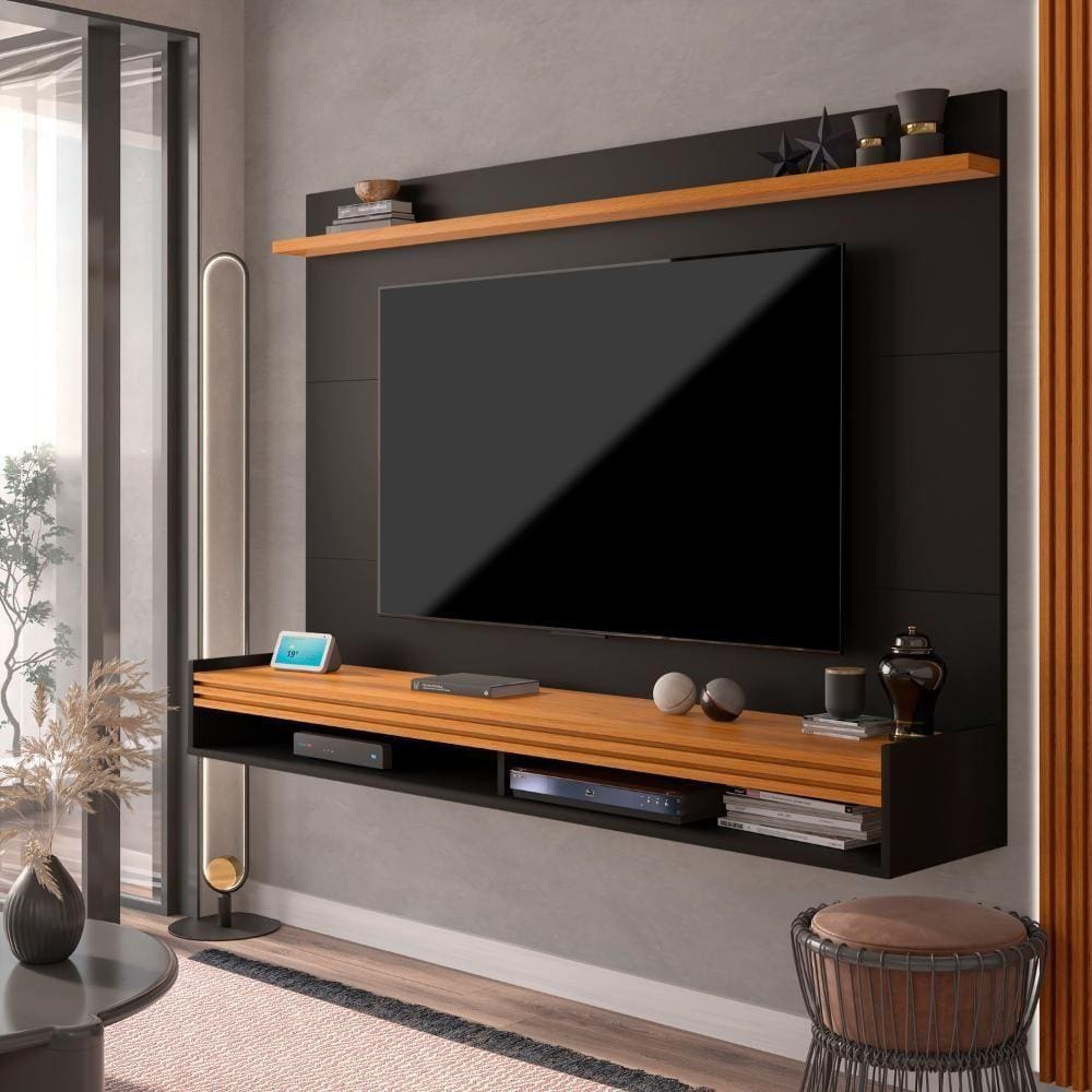 Painel tv 60 polegadas preto ripado | Pontofrio