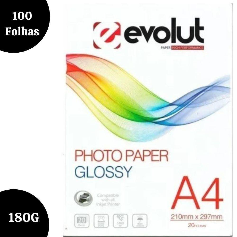Papel foto 180g a4 glossy com 100 folhas | Pontofrio