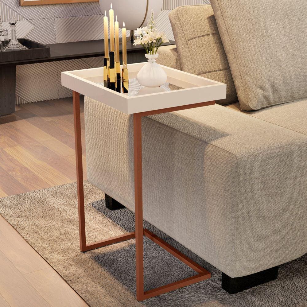 Mesa lateral retangular vidro | Pontofrio