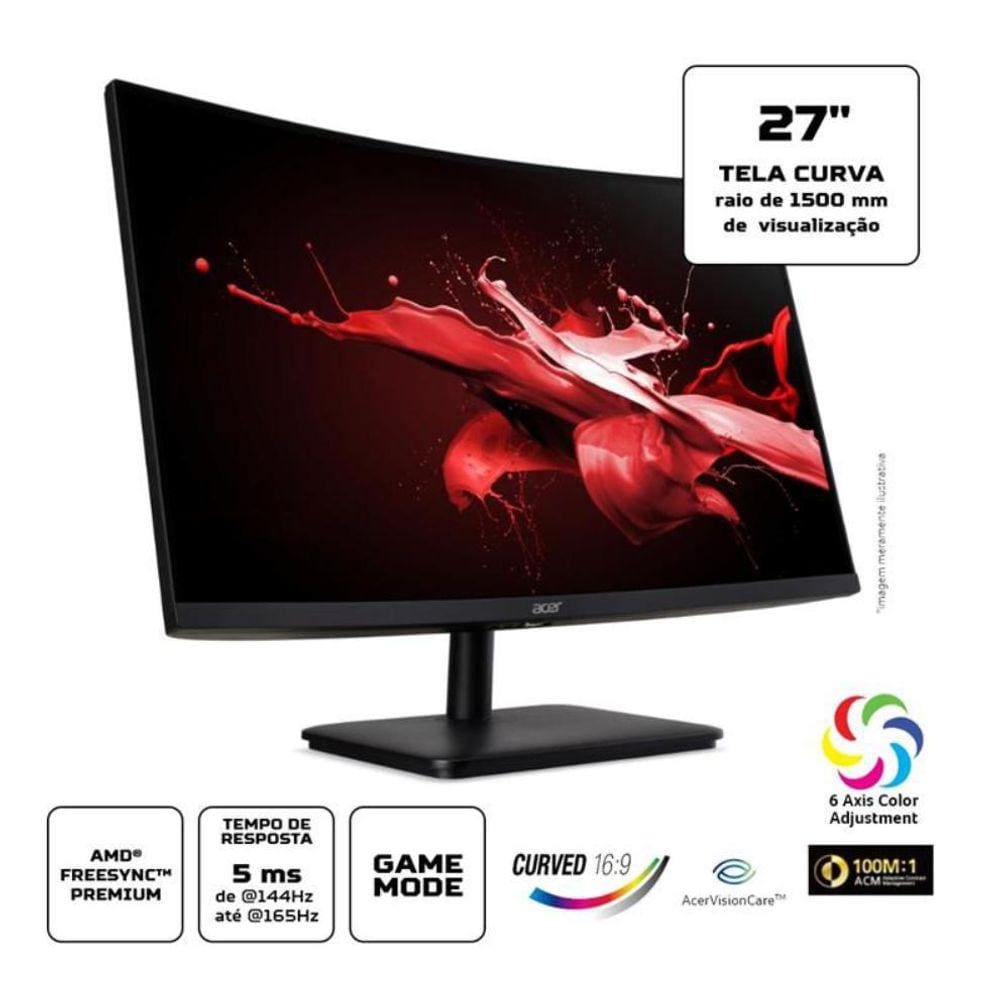 Monitor led full 238 curvo borda infinita | Pontofrio