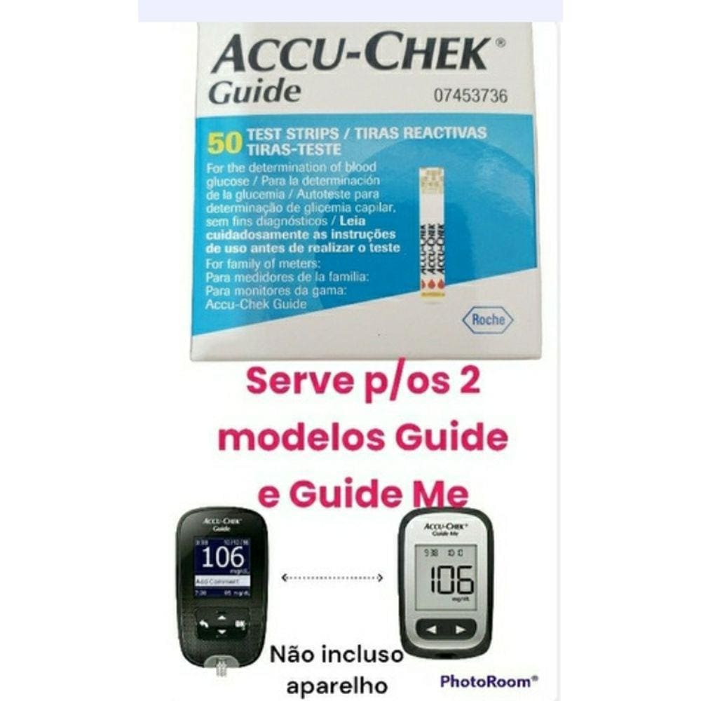 Tiras controle glicemia accu chek guide 50 unidades | Pontofrio