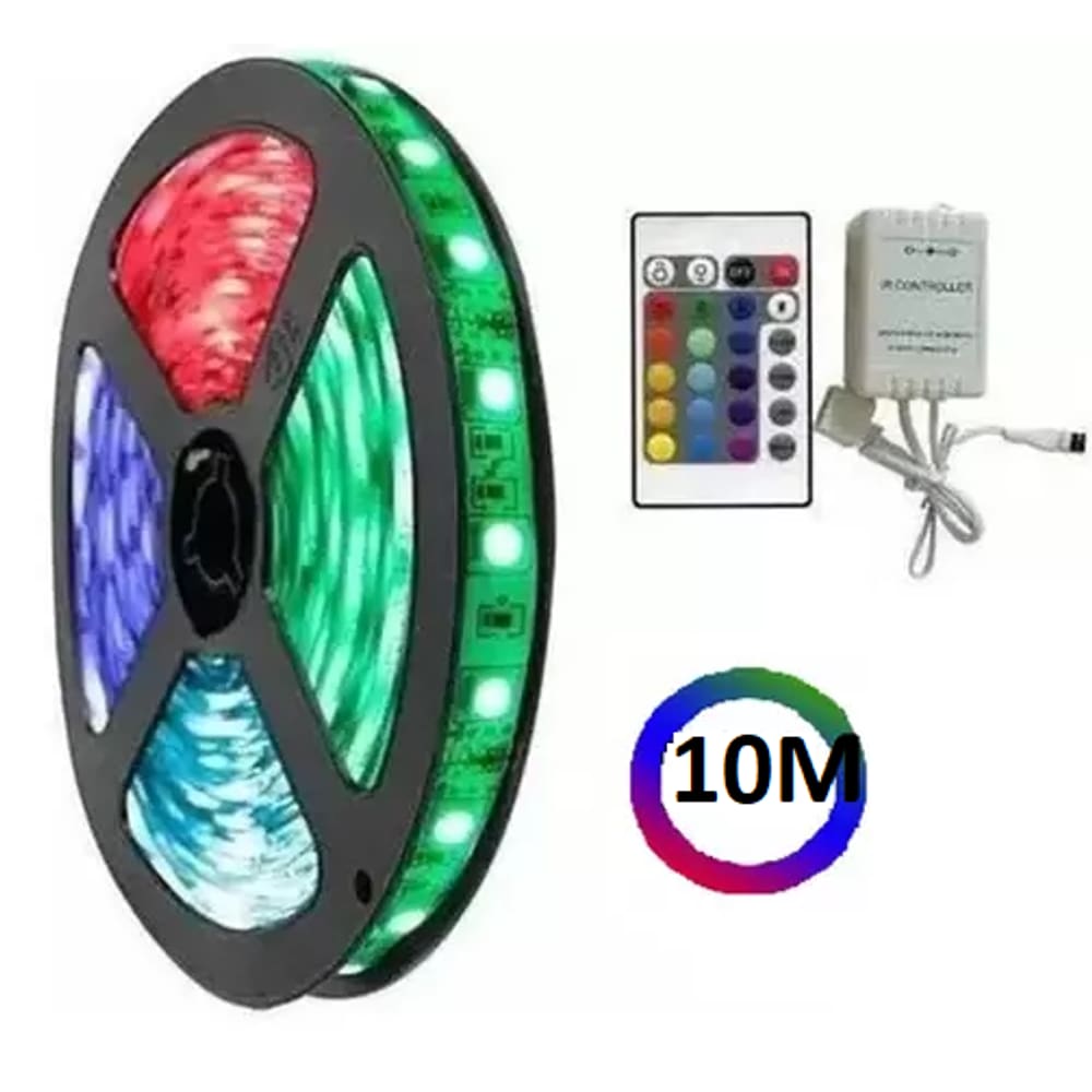 Fita led rgb com controle e fonte 10 metros | Pontofrio