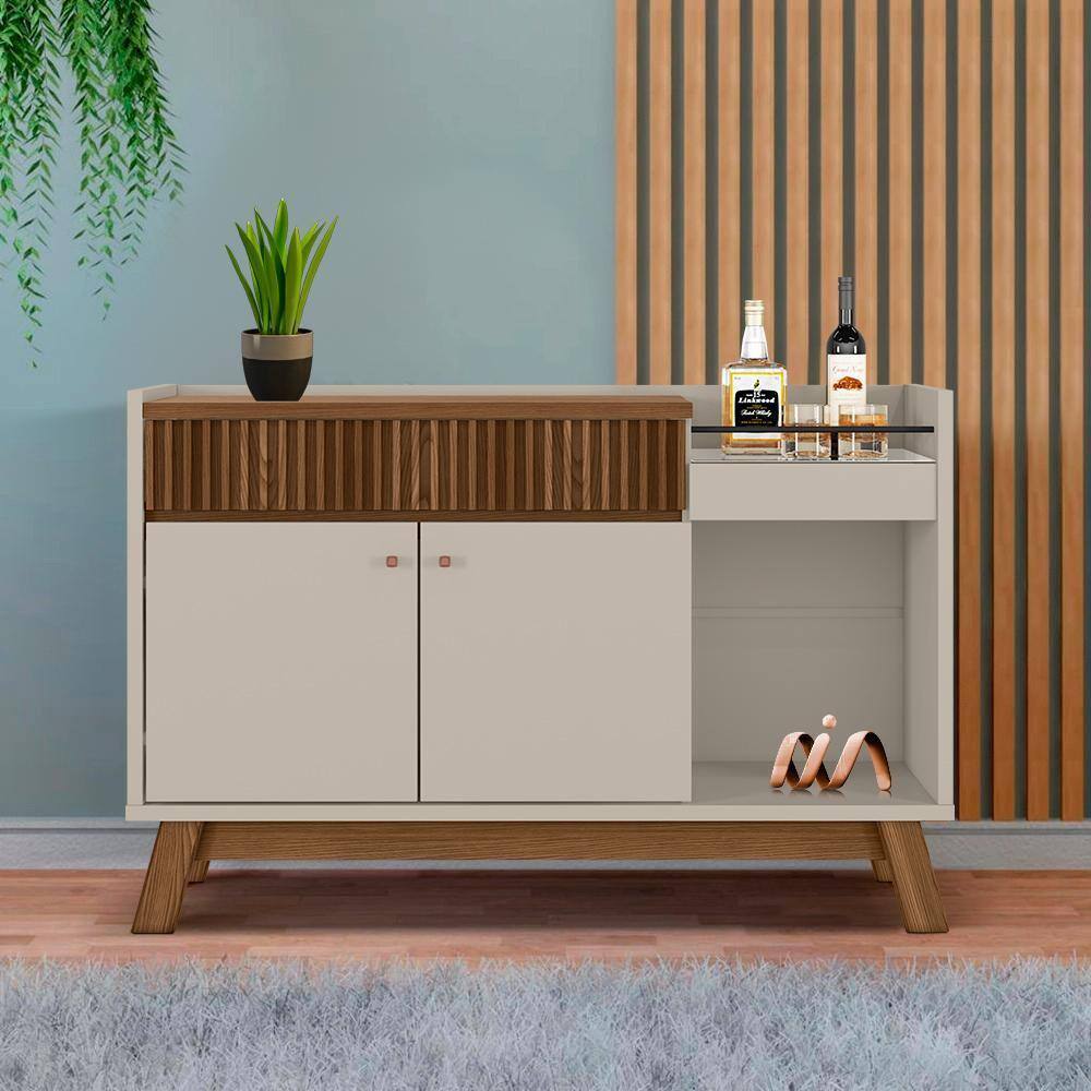 Buffet delos quadriculado cor freijo off white | Pontofrio