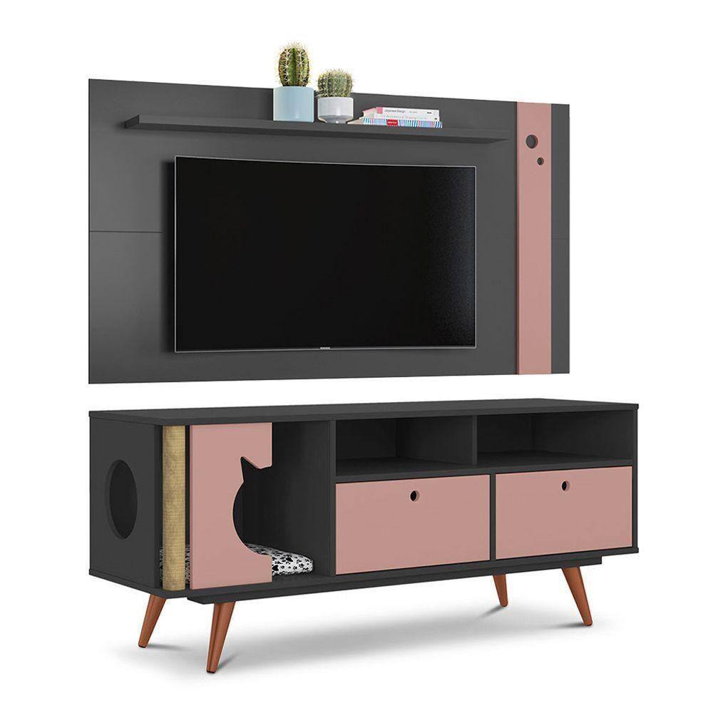 Rack painel retro cinza | Pontofrio