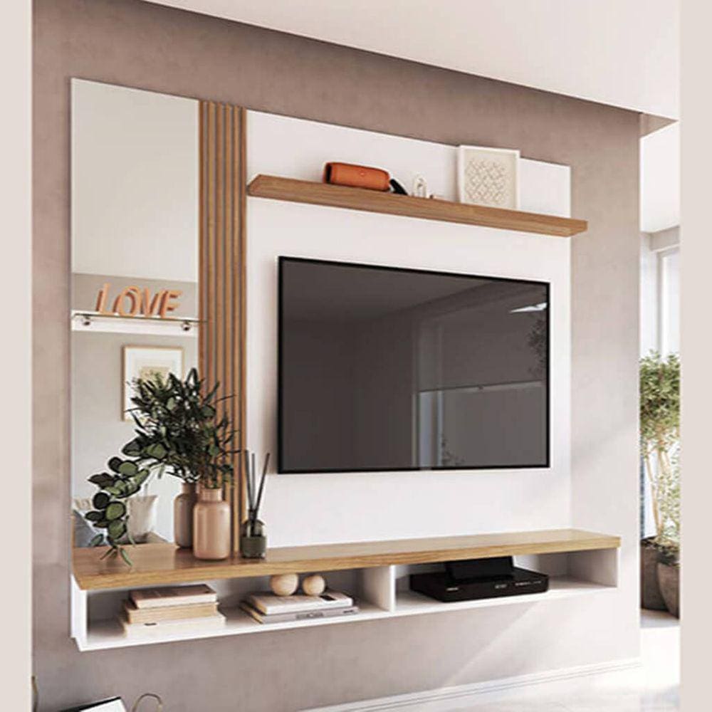 Painel tv branco amadeirado | Pontofrio