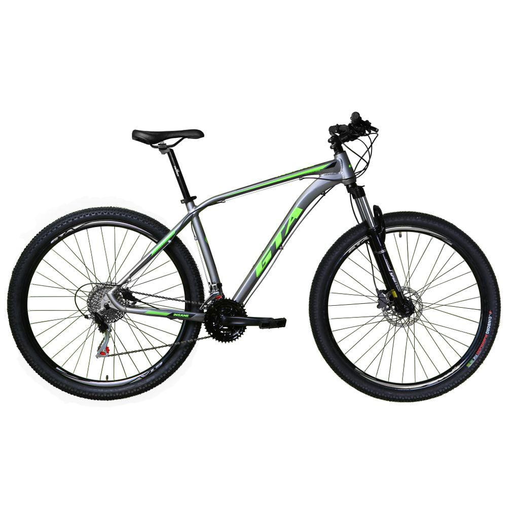 Bicicleta aro 29 verde e cinza | Pontofrio