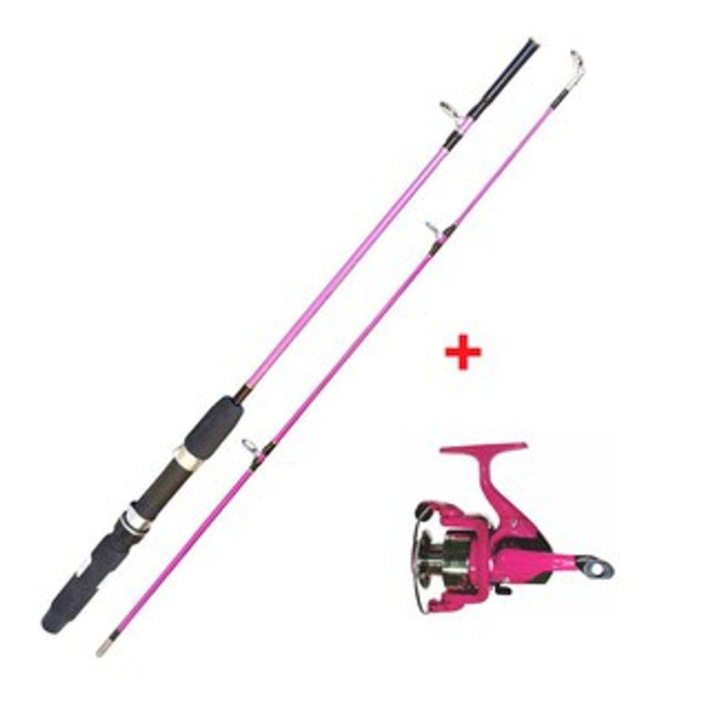 Vara pesca com molinete rosa | Pontofrio
