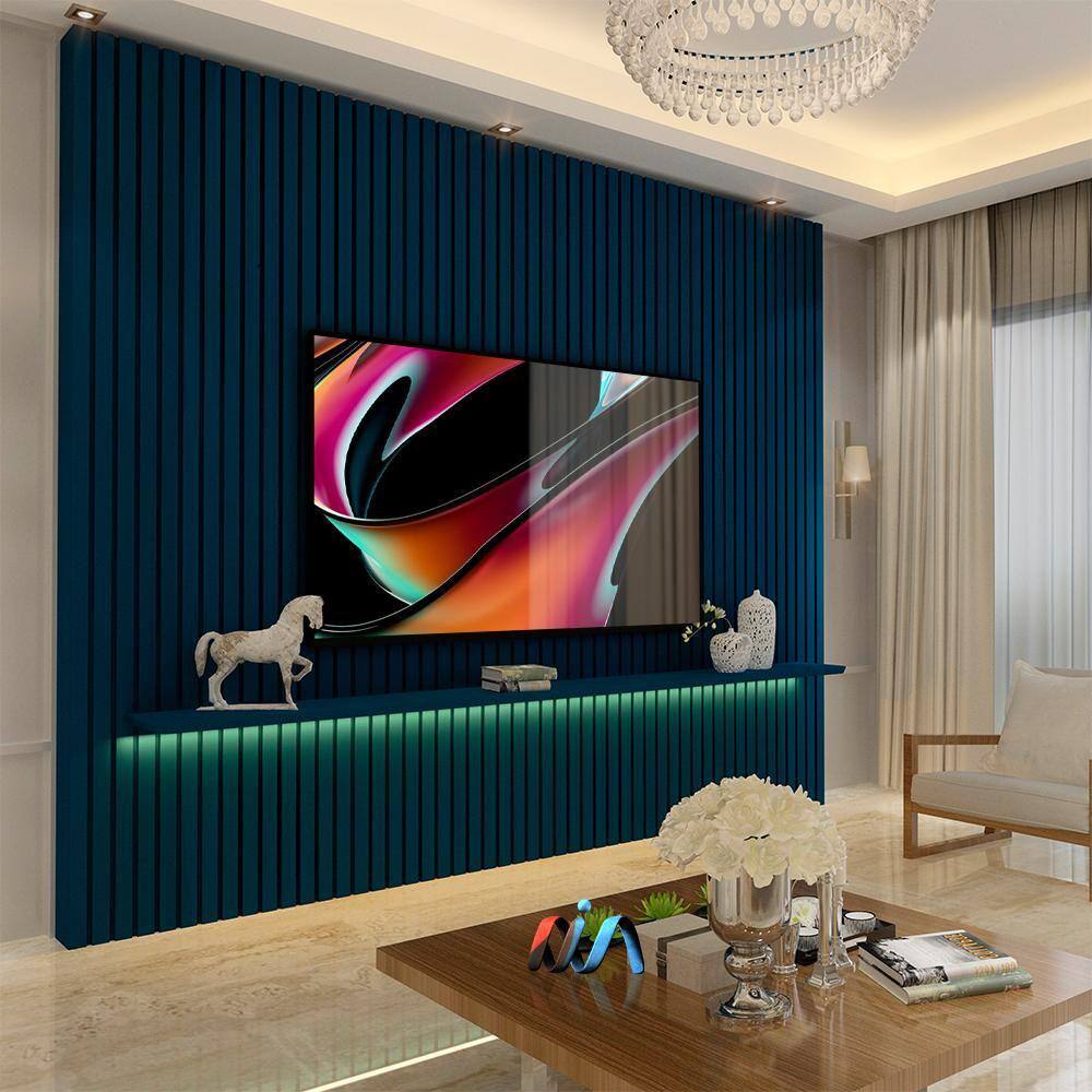 Painel ripado sala com led | Pontofrio