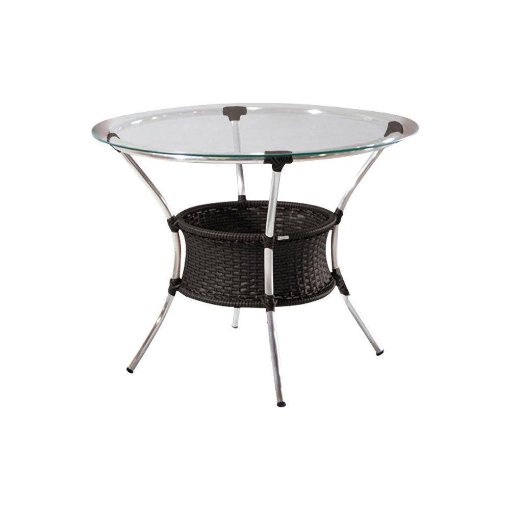 Mesa redonda em aluminio e vidro | Pontofrio