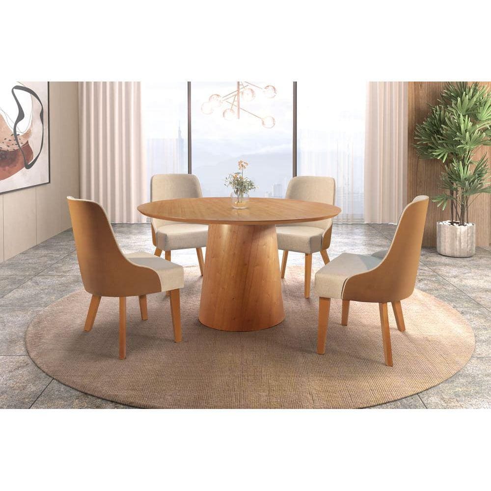 Mesa redonda com seis cadeira espaco gourmet | Pontofrio