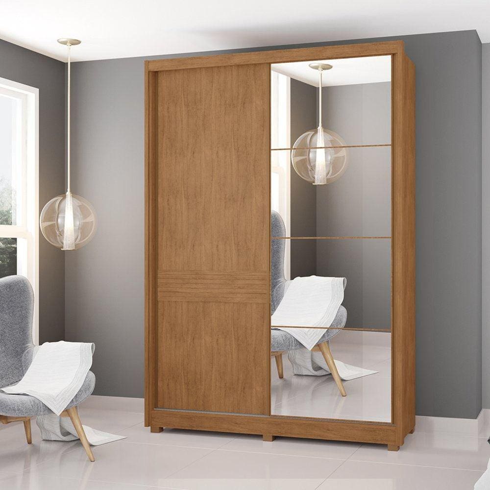 Guarda roupa solteiro 2 porta de correr com espelho e 02 gaveta | Pontofrio