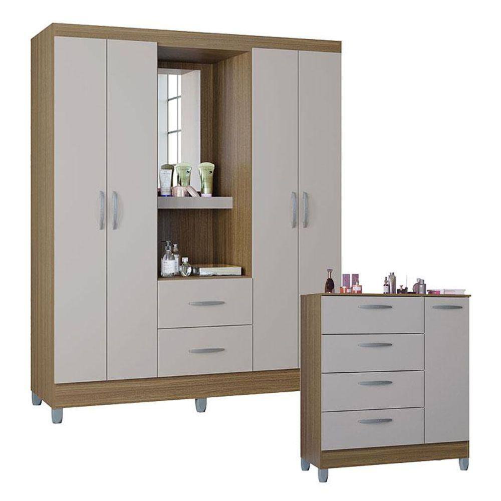 Guarda roupa solteiro com comoda | Pontofrio