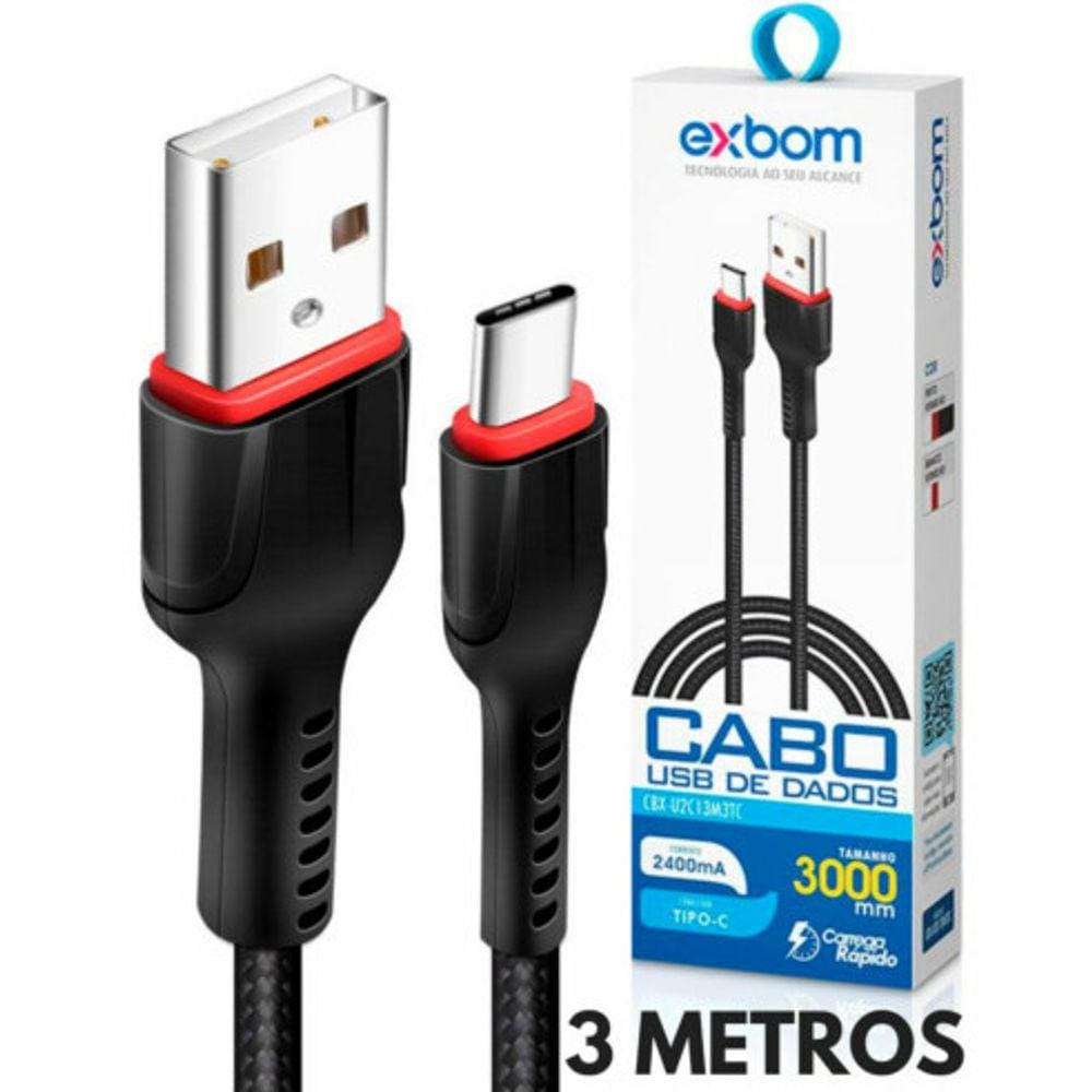 Cabo tipo c turbo 3 metros | Pontofrio