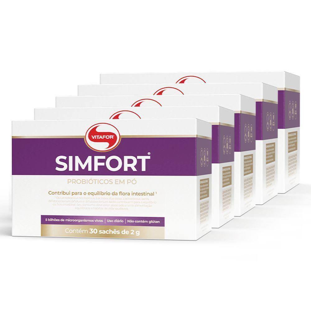 Kit 5 simfort mix probioticos vitafor 30 saches 2g | Pontofrio