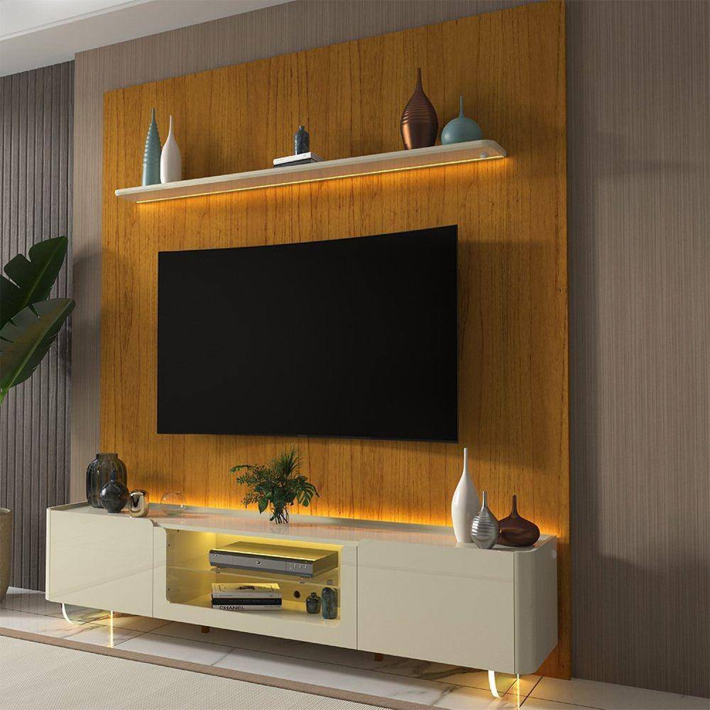 Painel com rack com pe alto braco com porta vidros | Pontofrio