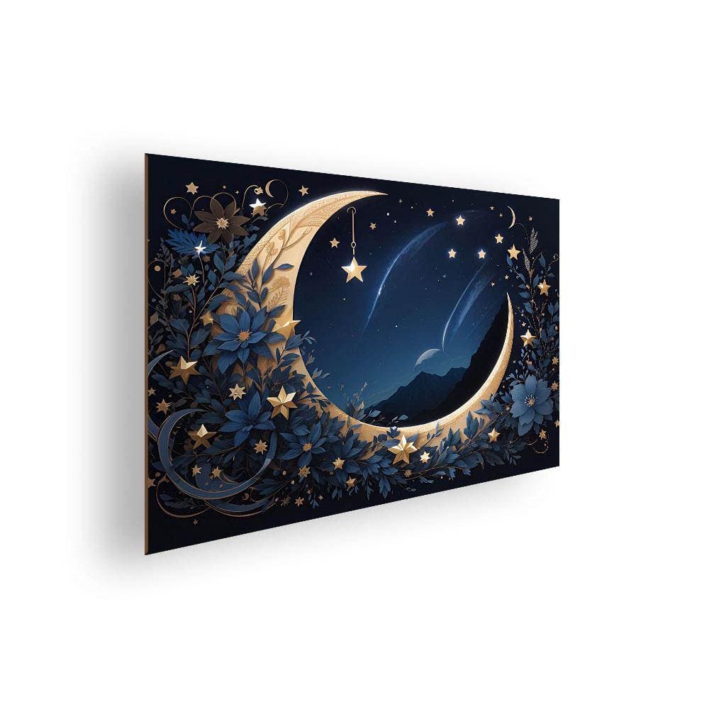 Placa mdf lua dormindo fundo azul conspecto | Pontofrio