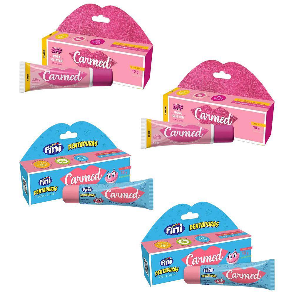 Kit hidratante labial carmed com 4 sabores sortidos com 10g | Pontofrio