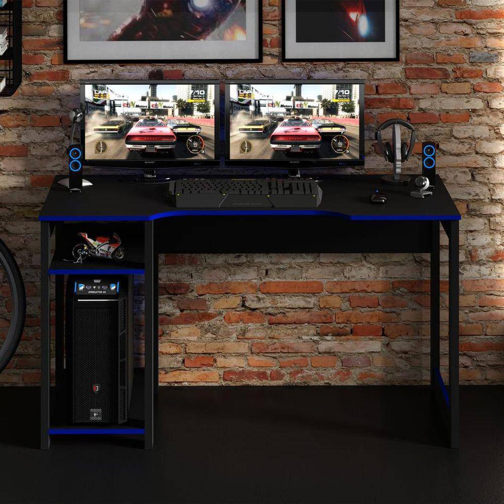 Mesa gamer pretoazul | Pontofrio