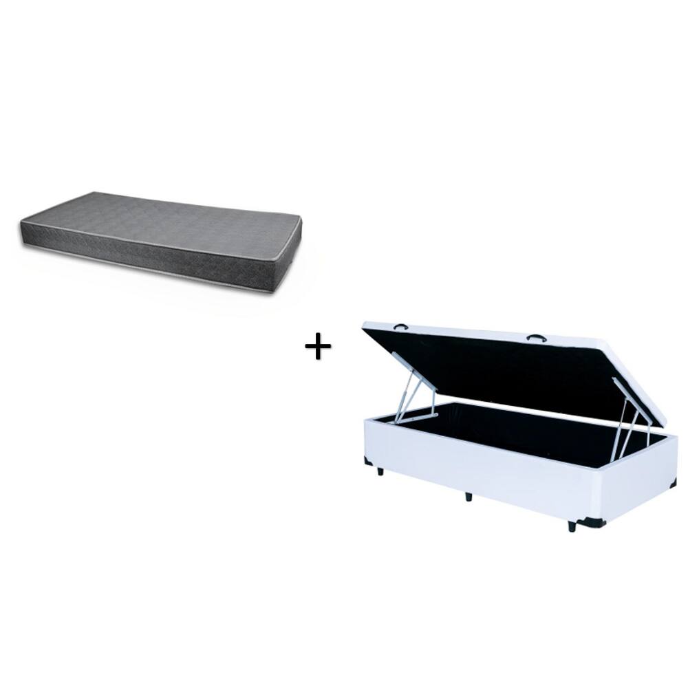 Cama bos solteiro com colchao e bau | Pontofrio