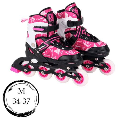 Patins Rosa 4 Rodas Ajustável Modelo Inline | Ponto