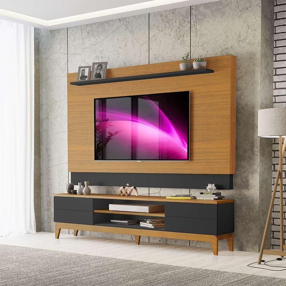 Rack painel tv 75 polegadas em preto | Pontofrio