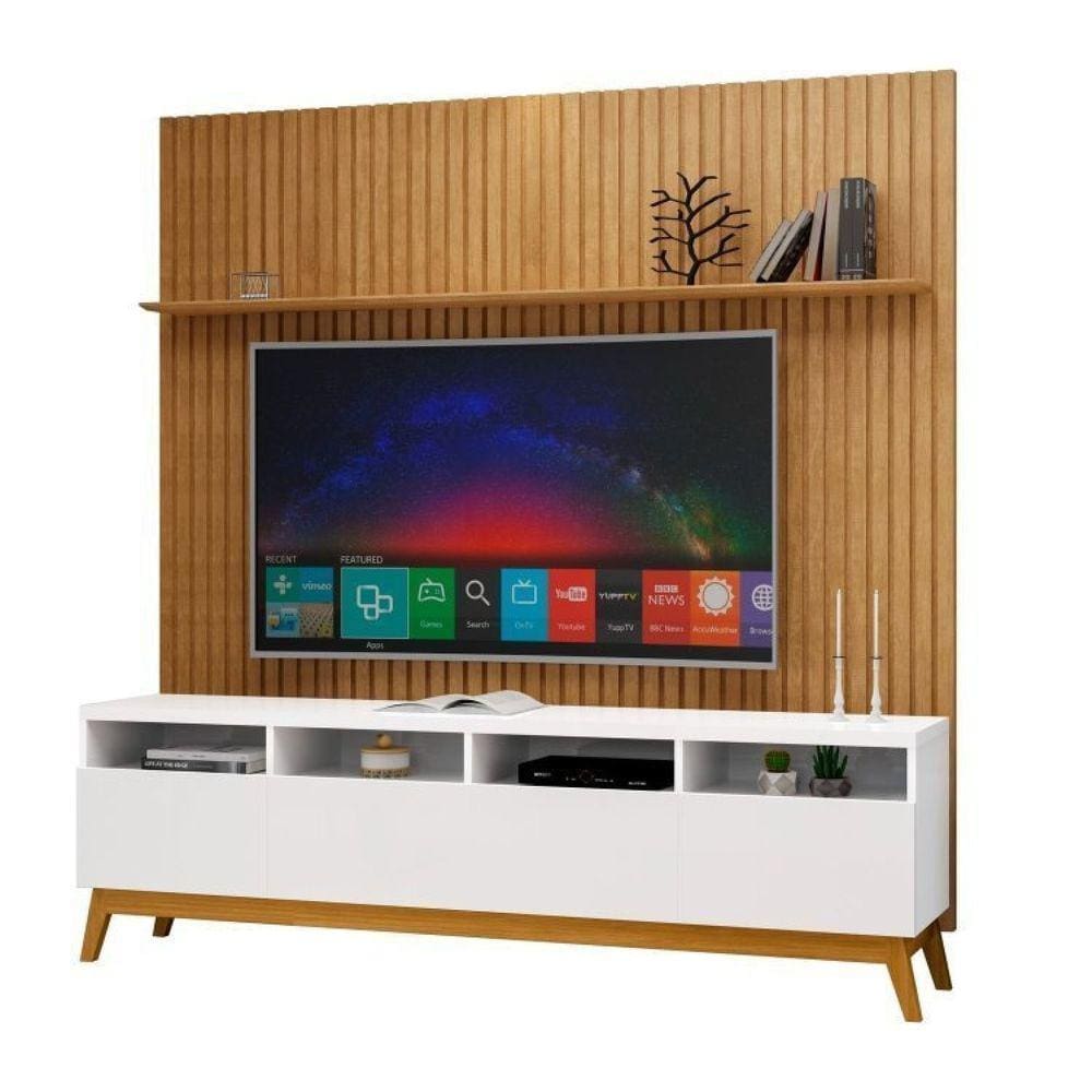 Rack branco painel com marrom | Pontofrio